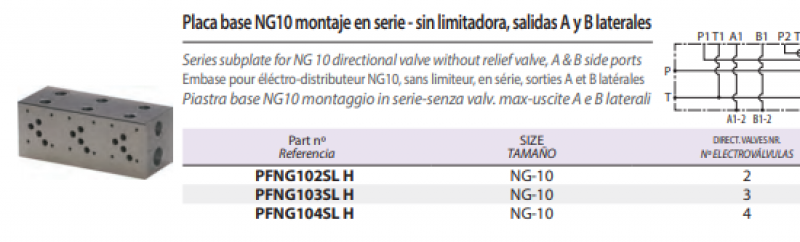 Series subplate for NG10 directional valve without relief valve, A & B ...